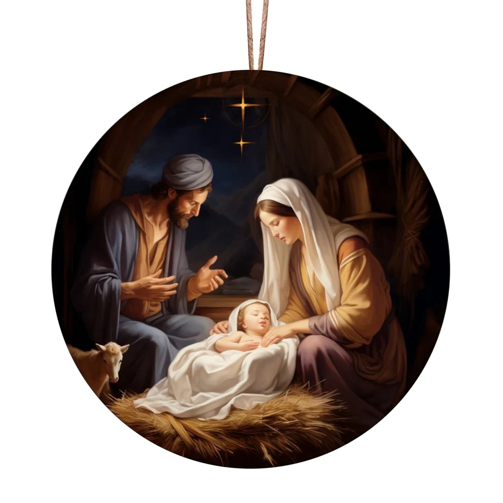 3.15 Inch Christmas Nativity Scene Hanging Ornaments, Round Acrylic ...