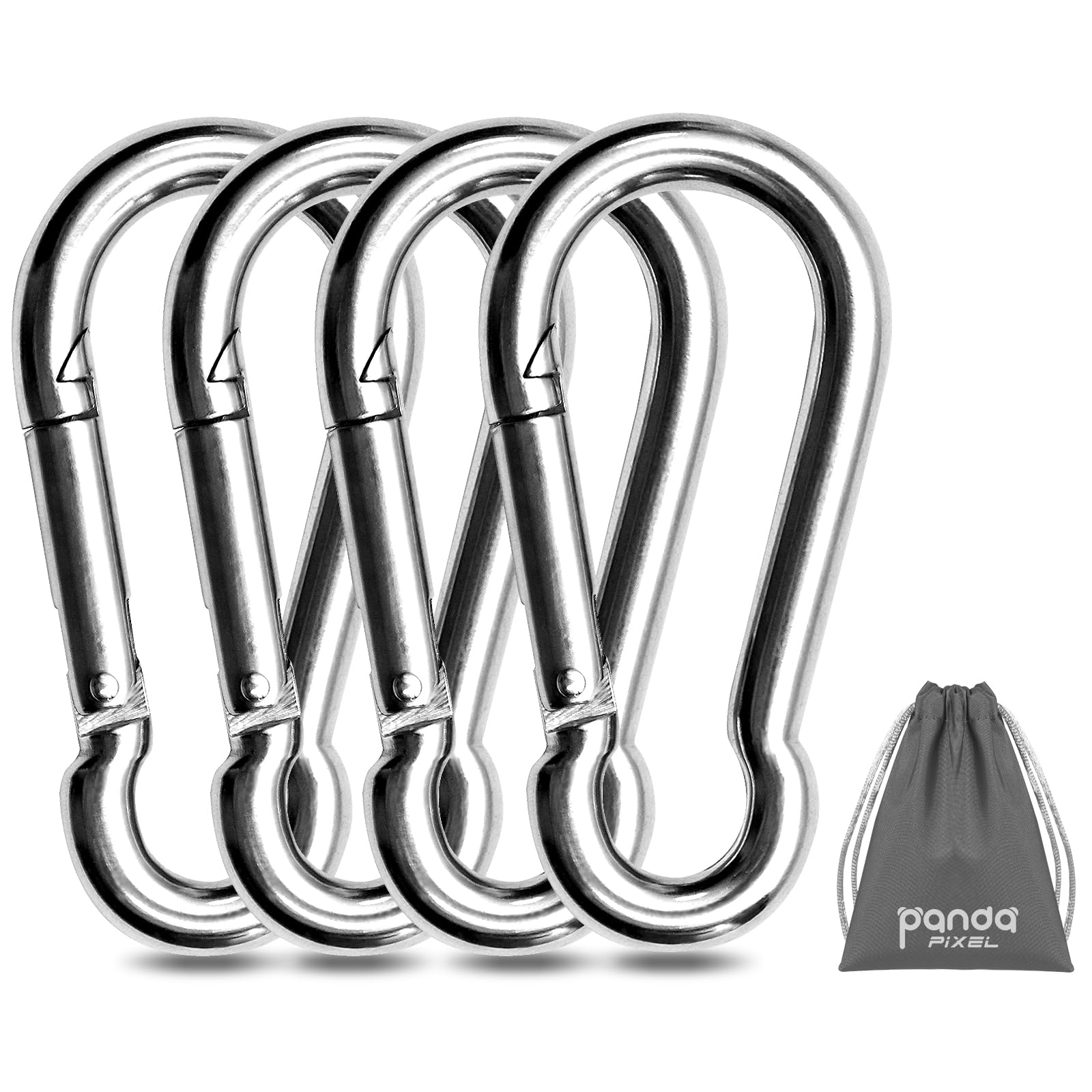 3.15 Inch Nickel-Plated Carabiner Clips 1000lbs Strength, 4 Pack Snap ...