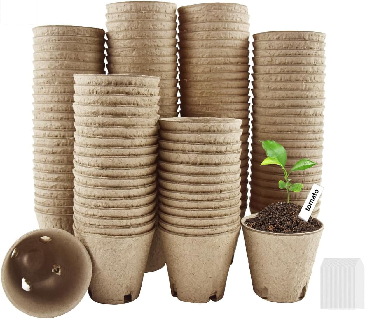 3.15 Inch Seedling Peat Pots, Biodegradable Seed Starters with Drainage ...