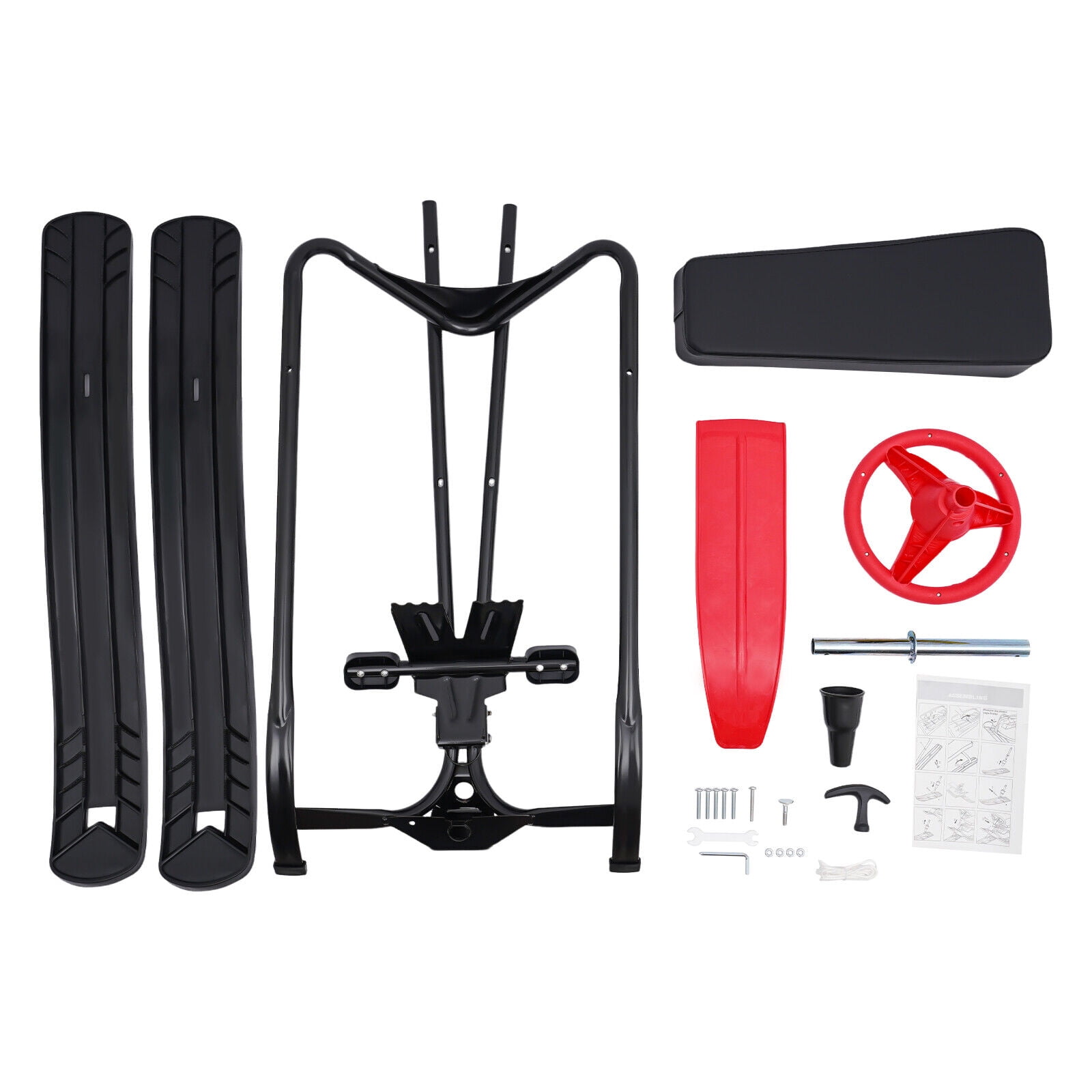 3-15 Years Childern Snow Racer Sled W/ Steering Wheel and Brakes Kids ...