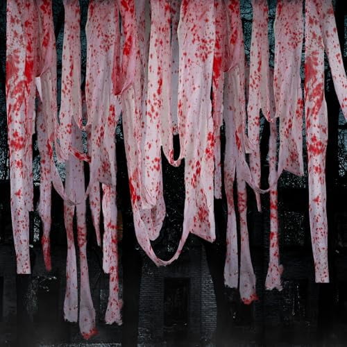 3.15" x 147ft Creepy Blood Cloth Spooky Fabric Strip Drape Scary Blood ...
