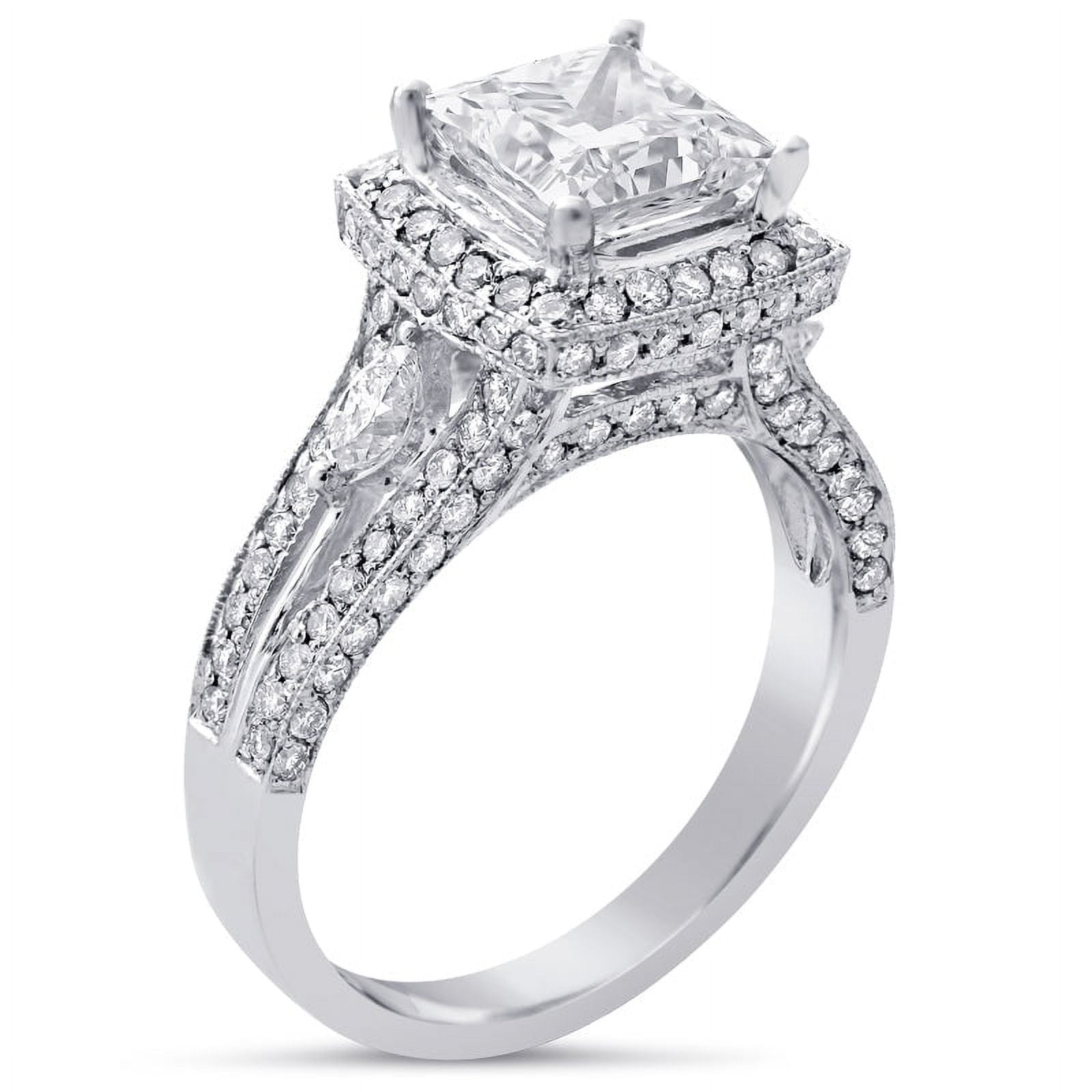 3.15ct Princess Cut Split Shank Antique Style Diamond Engagement Ring ...