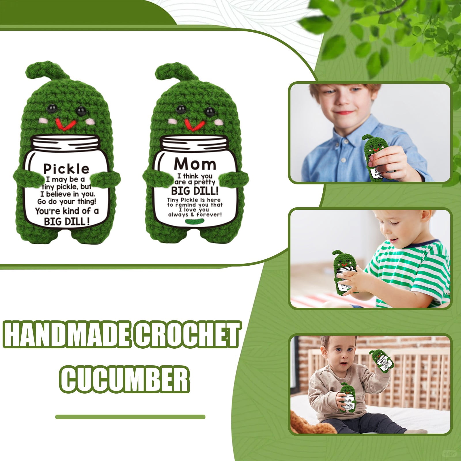 3.15in 2PCS Handmade Crochet Pickle Doll Set Milk Cotton Knitted ...