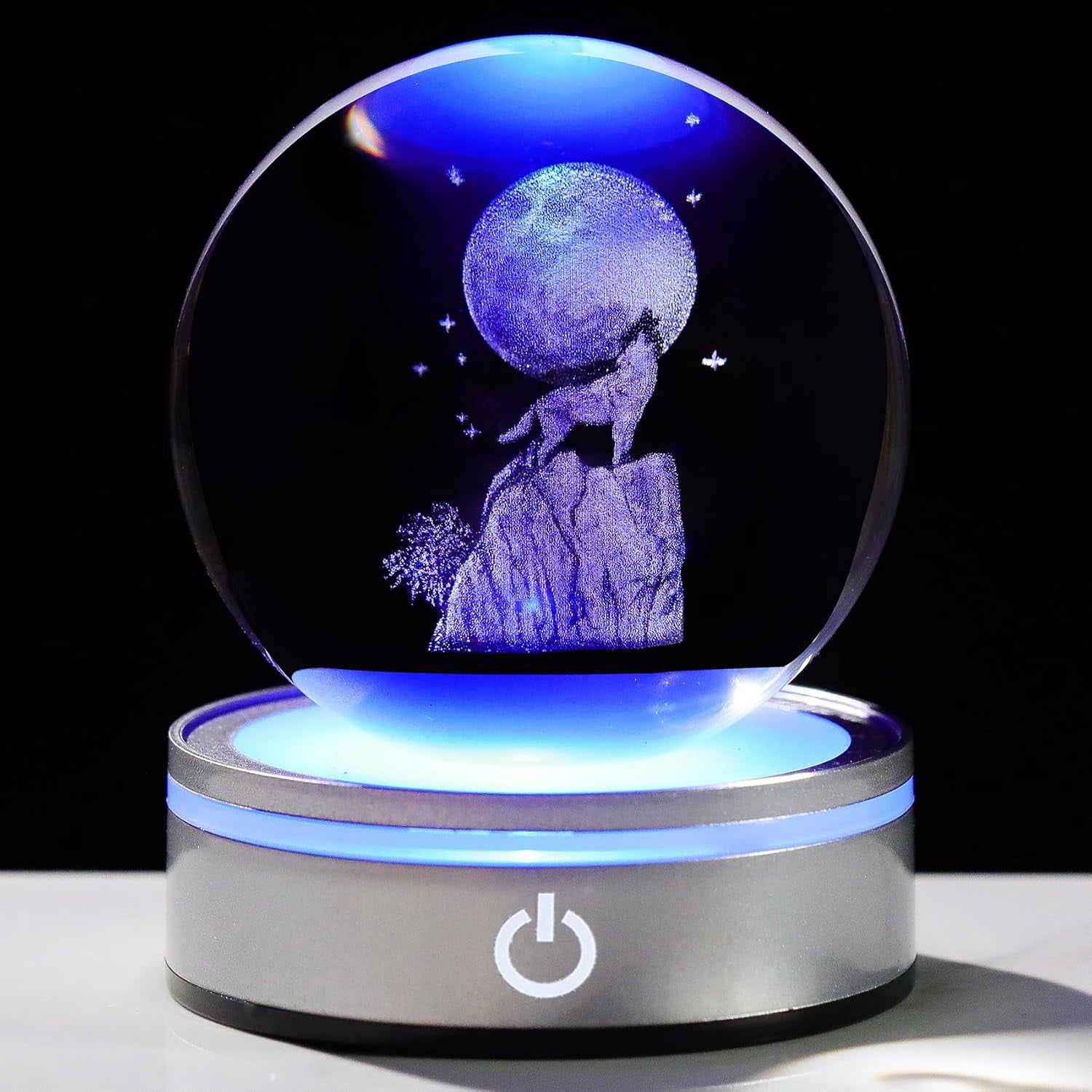 3.15in. 3D Wolf Crystal Ball Gifts for Men Women, K9 Crystal Decorative ...