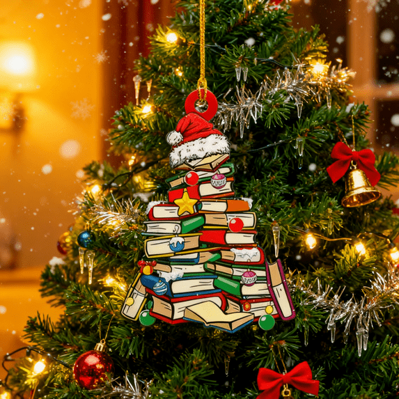 3.15in Acrylic Tree-Shaped Xmas Book Ornament, Christmas Hanging Decor ...