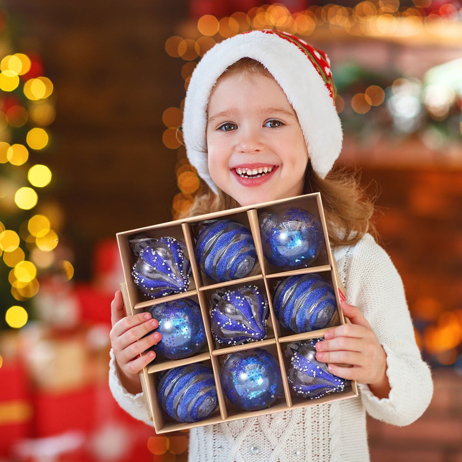 3.15in Christmas Balls Ornaments Hanging Balls for Xmas Tree 9 Pcs ...
