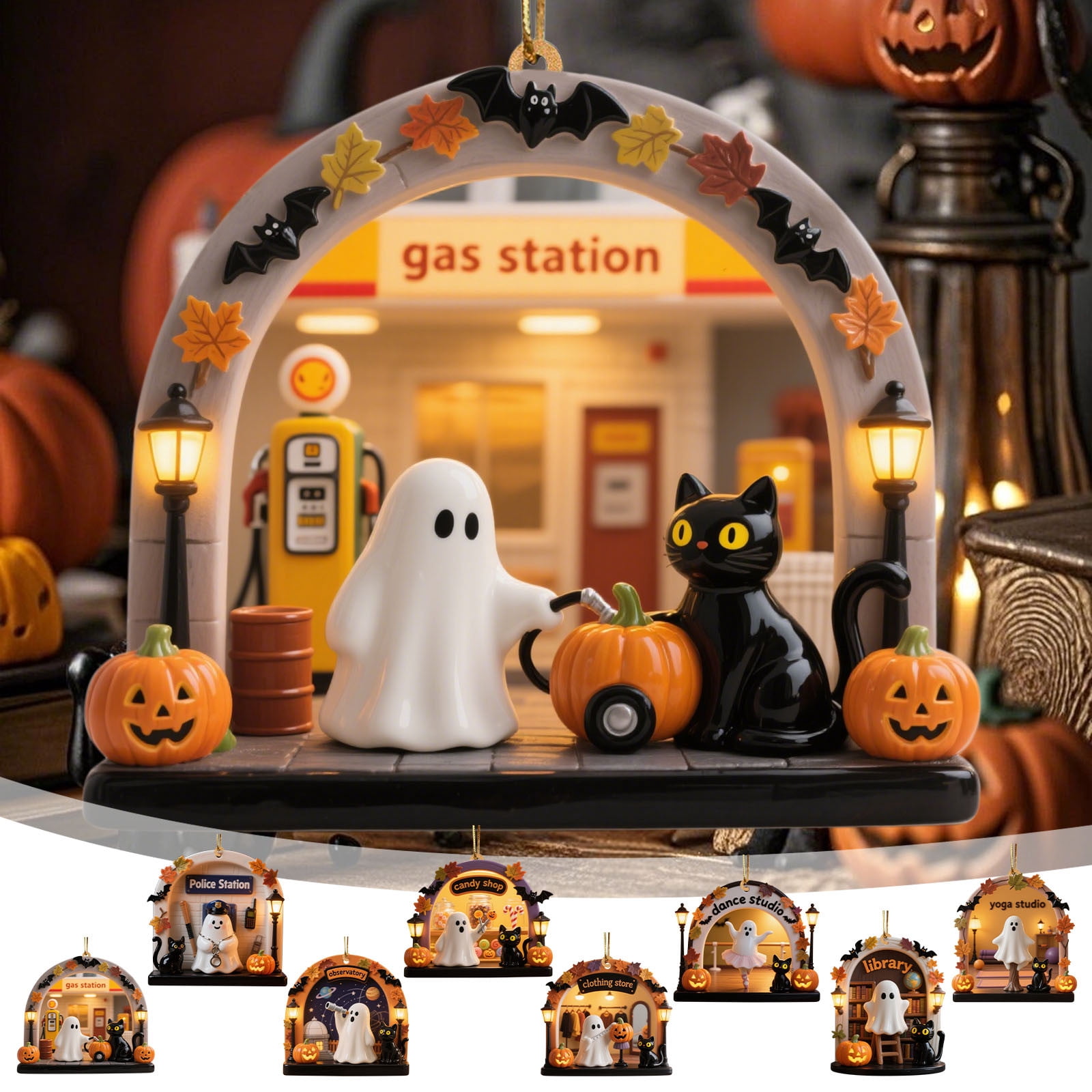 3.15in Halloween Ghost Hanging Decor - Spooky Plaque for Home, Porch ...