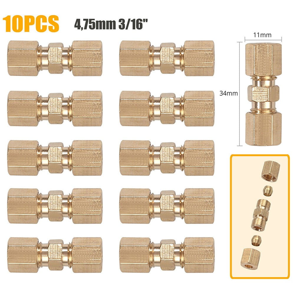 3/16" Brake Line Fittings, 10 Pcs 4.75mm Threads Brake Line Pressure ...
