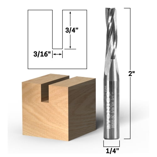 3/16" Dia. 3 Flute Low Helix Upcut Spiral End Mill CNC Router Bit - 1/4 ...