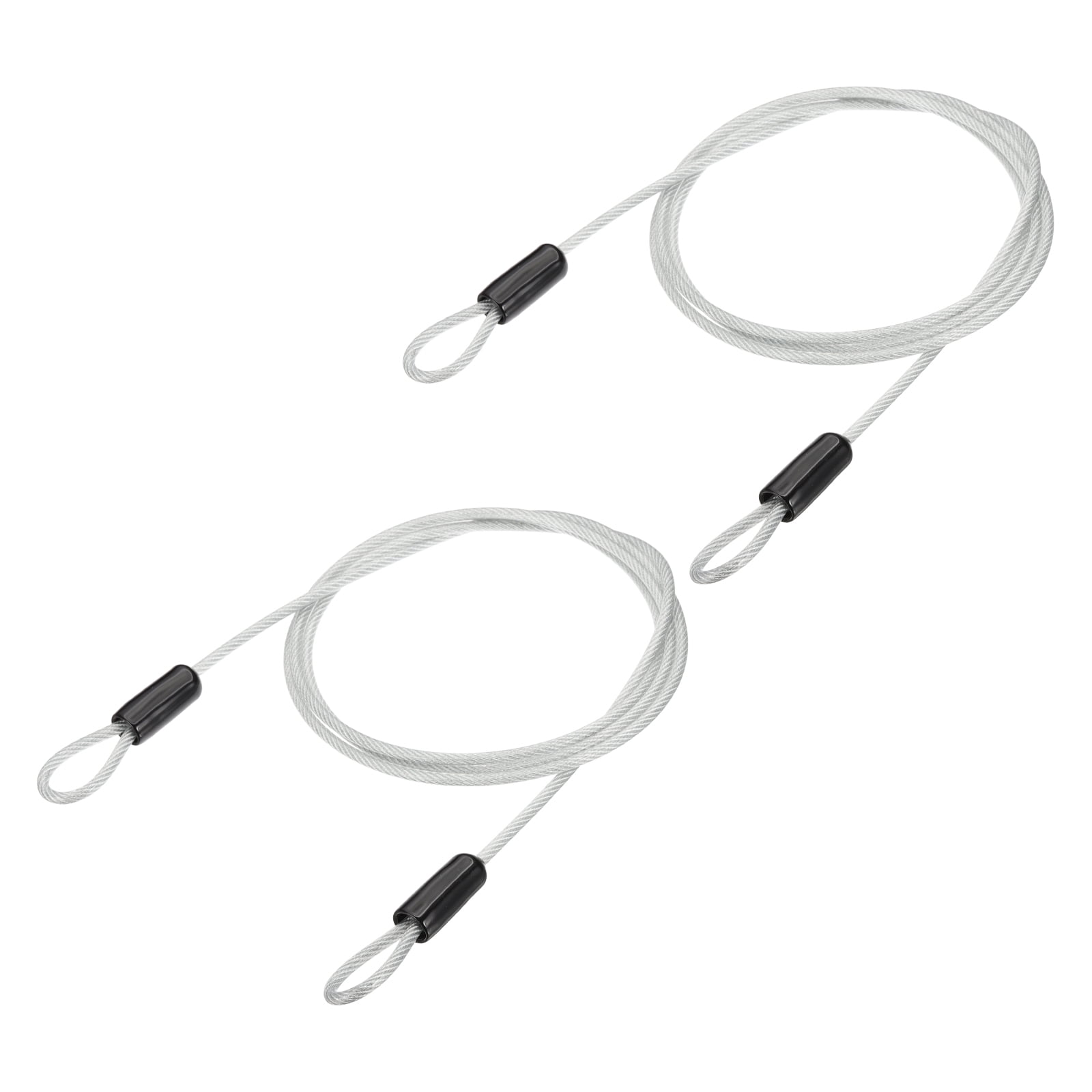 3/16" Dia Vinyl Coated Stainless Steel Cable with Loops, 2 Pcs 7 ft (79 ...