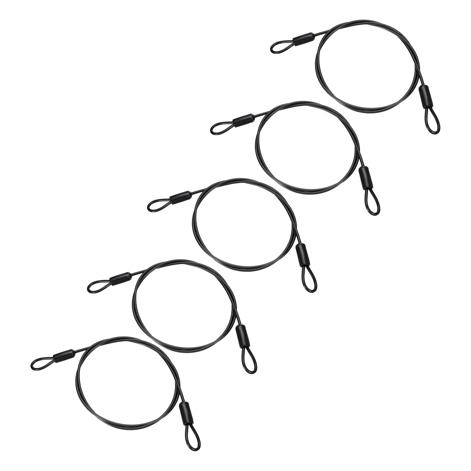 3/16" Dia Vinyl Coated Stainless Steel Cable with Loops, 5 Pcs 5 ft (60 ...