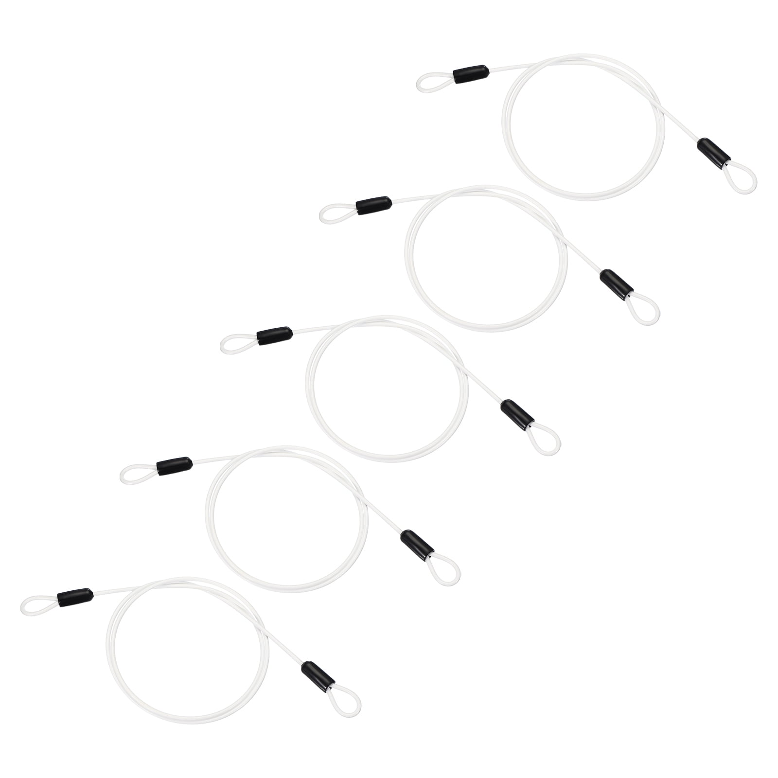 3/16" Dia Vinyl Coated Stainless Steel Cable with Loops, 5 Pcs 5 ft (60 ...