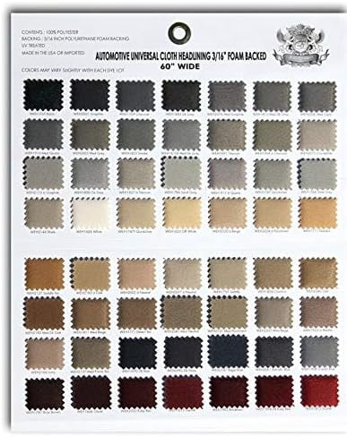 3/16 Foam Backed Automotive Cloth Headliner Fabric 60" Wide Sold by The ...