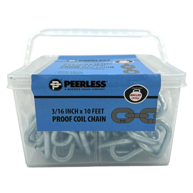 3/16" Proof Coil Chain, 10', Grade 30, Zinc, Peerless Chain Company ...