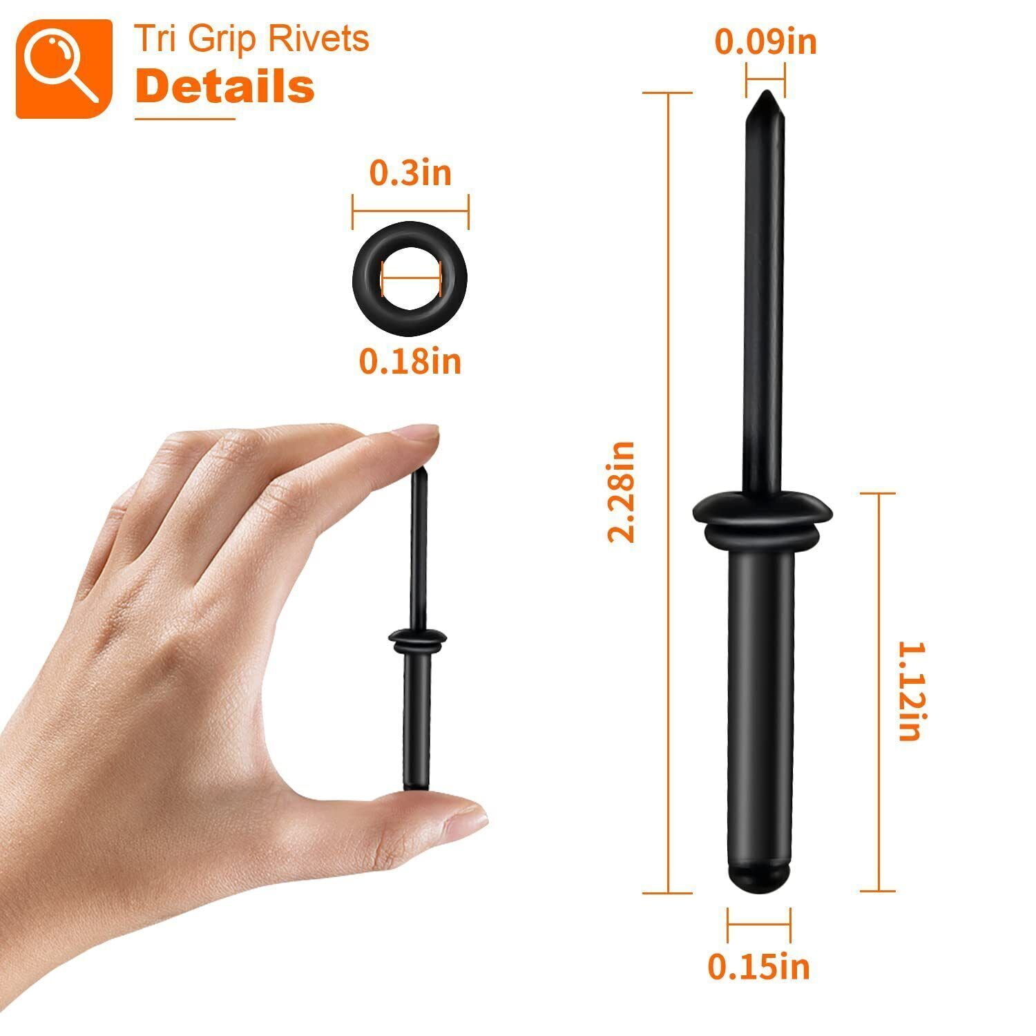 3/16" X 1"Tri Grip Rivets 50PCS Tri-Fold Marine Decorative Pop Rivets ...