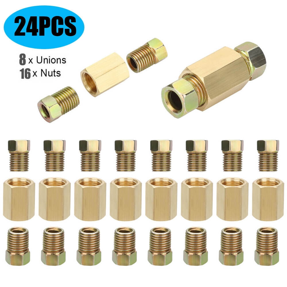 3/16" brake line (3/8-24 Inverted) Brake Line Fittings & Brass Unions 24 Piece - Walmart.com