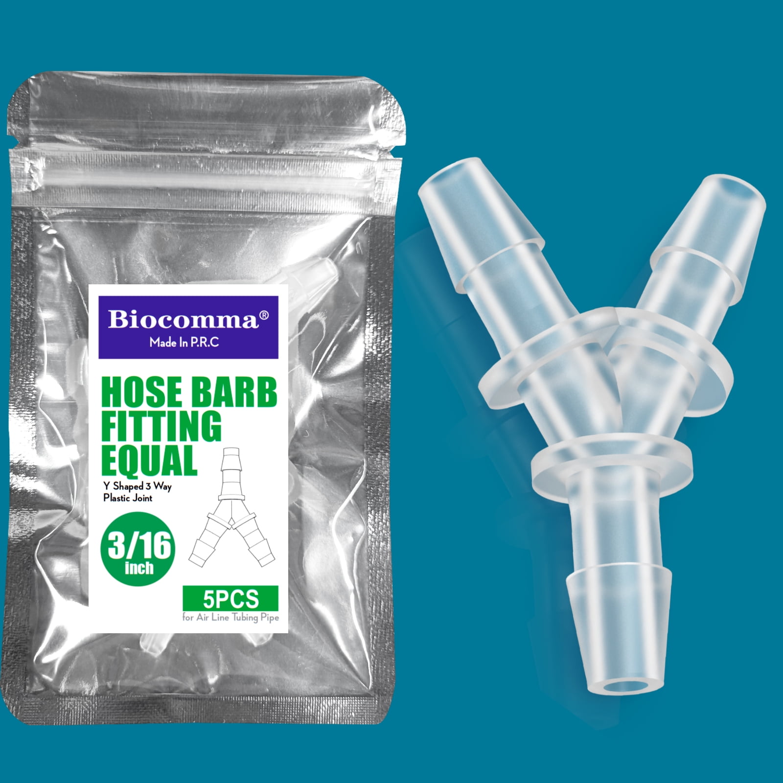 3/16 inch Hose Barb Fitting Equal Barbed Y Shaped 3 Way Plastic Joint ...