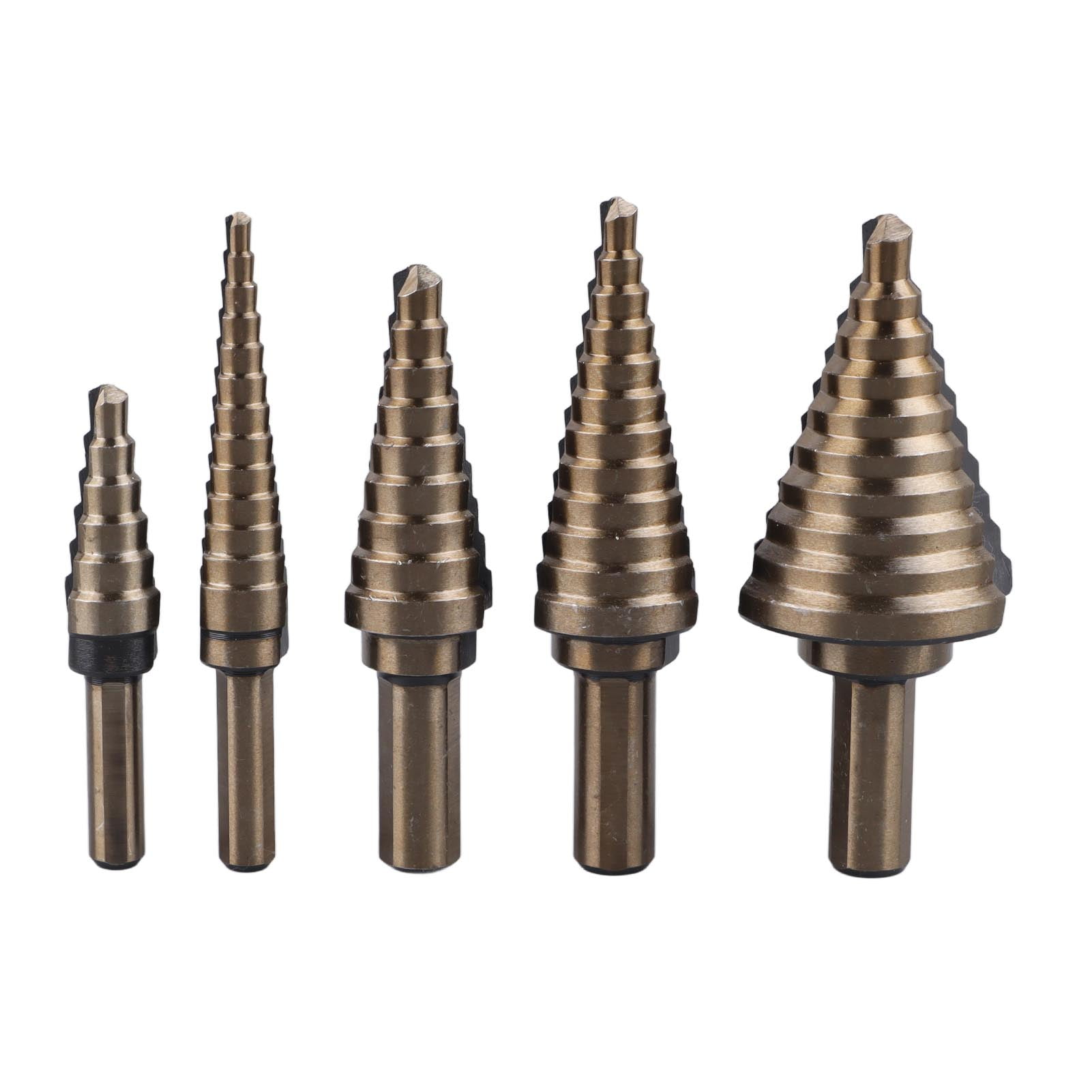 3/16" to 1-3/8" Carbide Cone Bits for Wood, Metal, Plastic 5-Piece Step ...