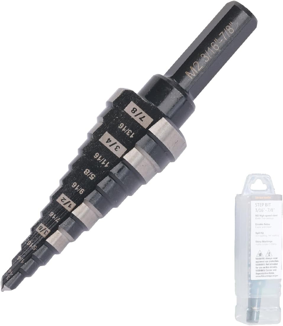 3/16 to 7/8 Inch Step Drill Bit Straight Grooved Double Fluted, M2 ...