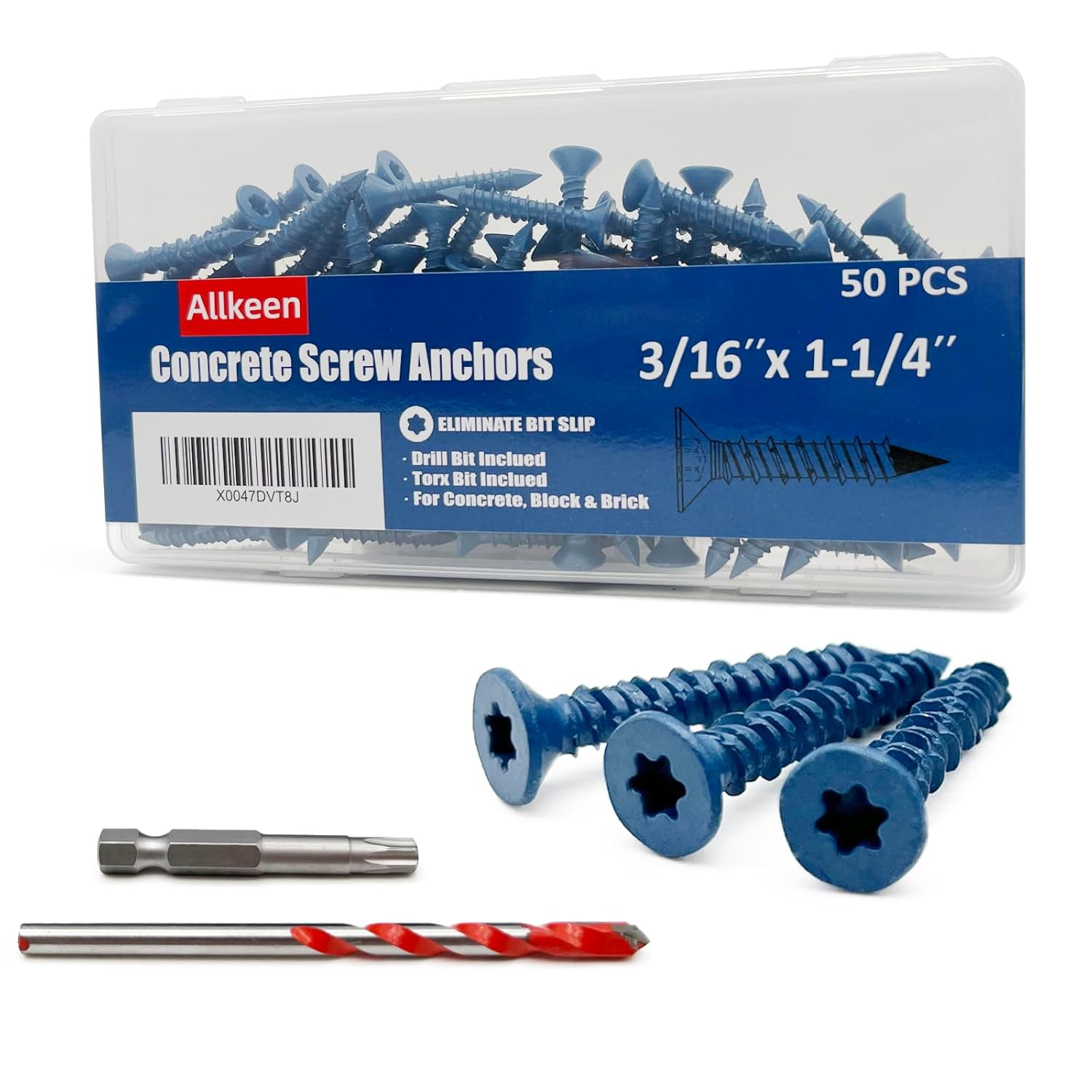 3/16" x 1-1/4" Torx Head Concrete Screws for Anchoring to Masonry 50PCS ...