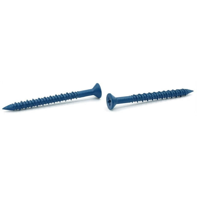 3/16" x 2 1/4" Concrete Screws / Phillips / Flat Head / Blue Perma-Seal - 100 Piece Carton ...