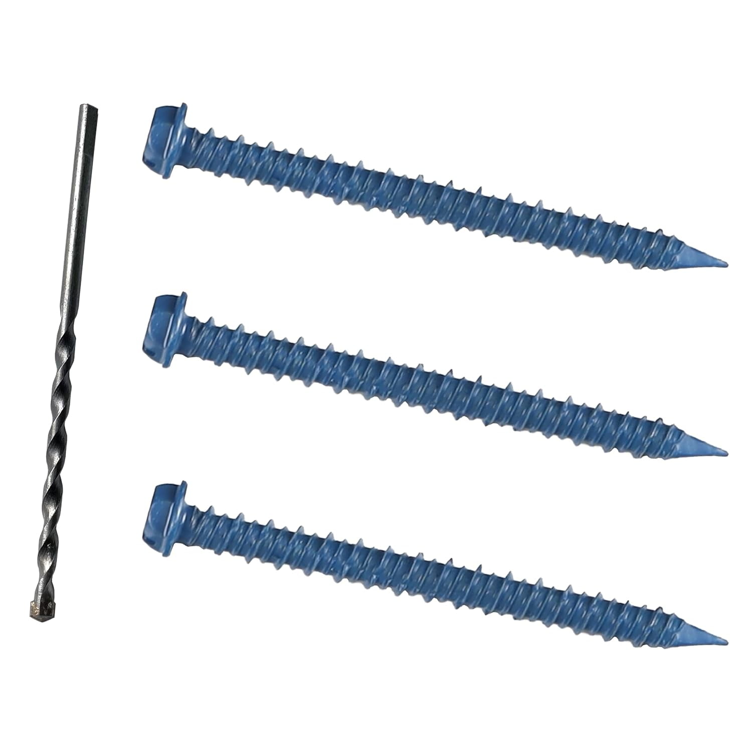 3/16 x 2-1/4" Hex Head Concrete Screw Anchor, for Anchoring to Masonry, Block or Brick (100Pcs ...