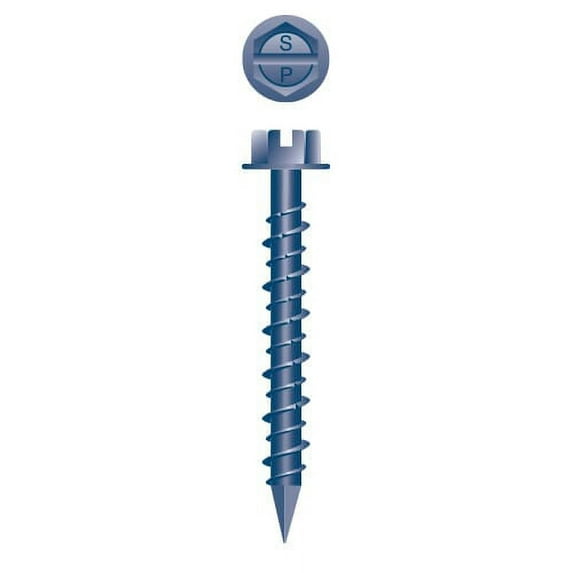 3/16 x 3-3/4" Concrete Screws | Slotted Hex Washer Head| Blue Ceramic ...