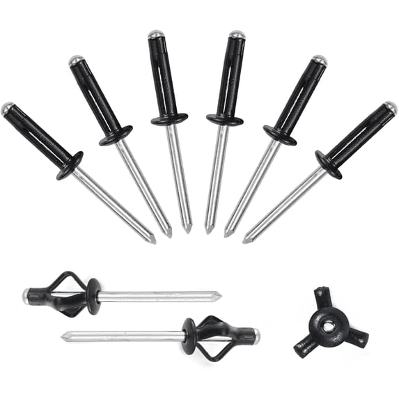 3/16" x 3/4" Tri-Fold Rivets Assortment - 60Pcs,Black Tri-fold ...