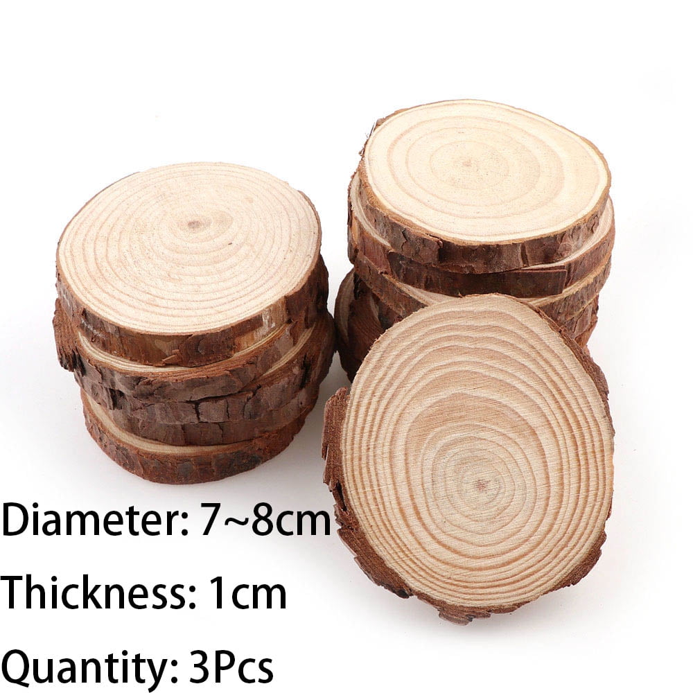 3-16CM Thick Natural Pine Round Unfinished Wood Slices Circles With ...
