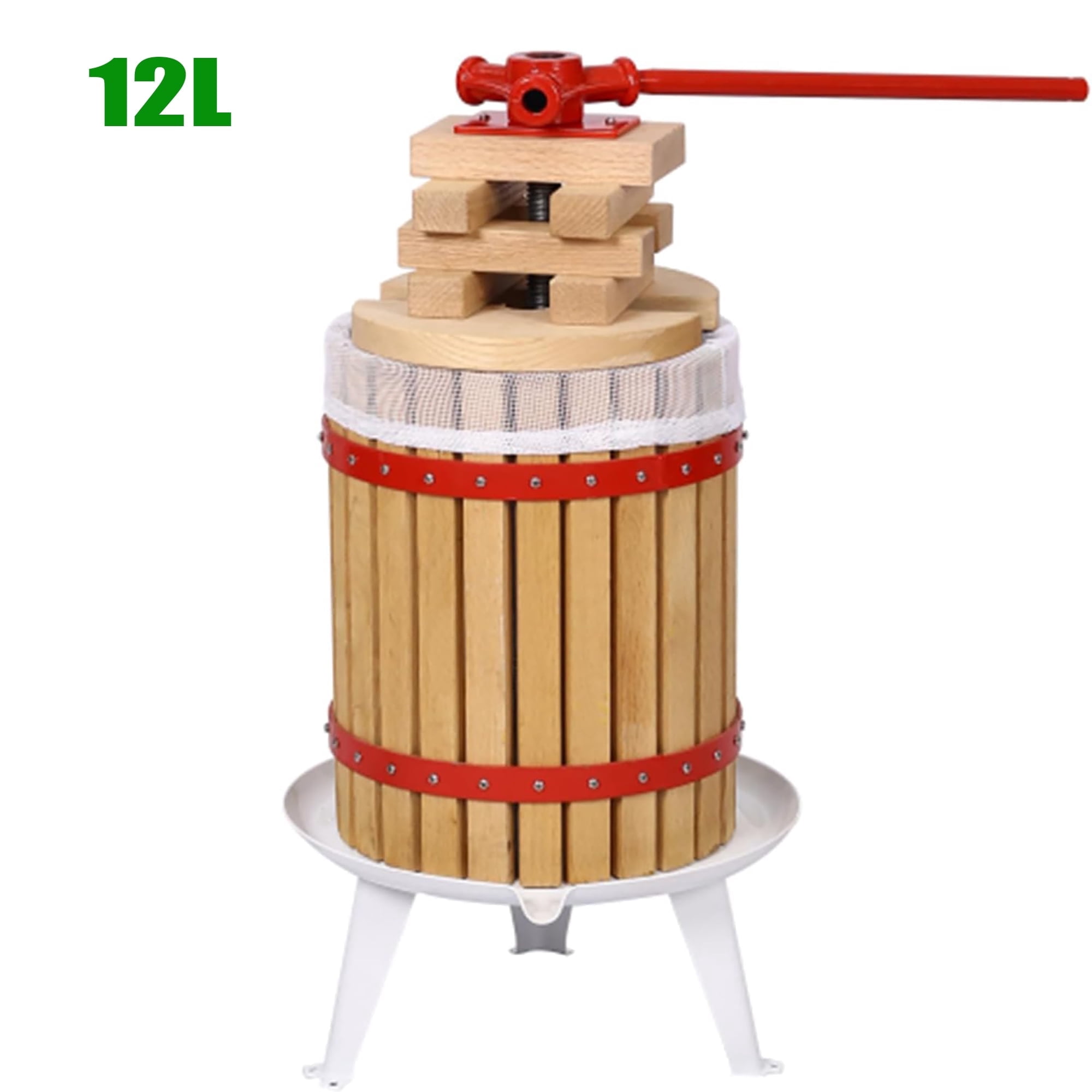 Elleree Fruit Wine Press Manual Juicer Solid Wood Basket Hand Press for ...