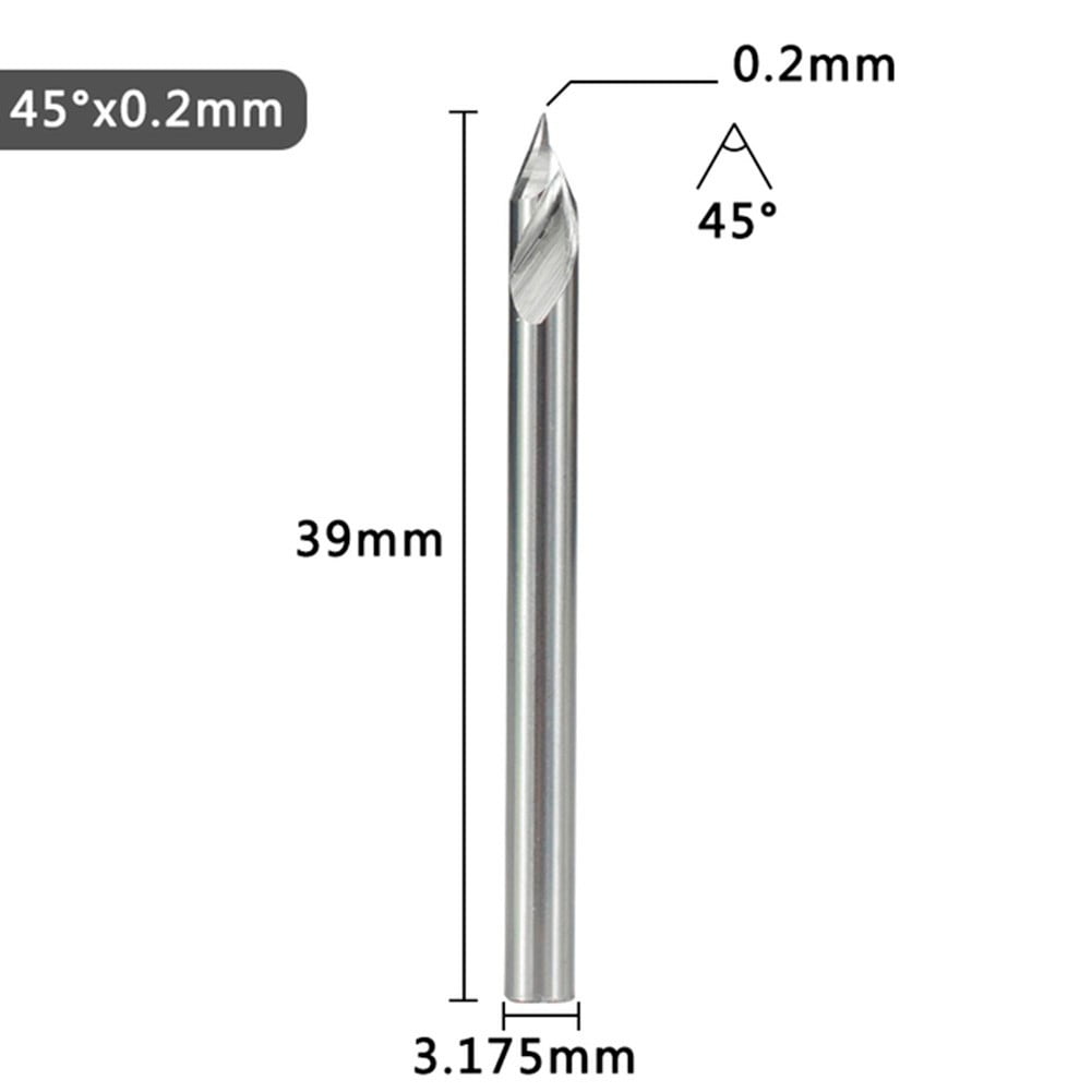 3.175Mm V Shape Tip End Milling Cutter 20-60 Degree Tip Carbide 3D ...