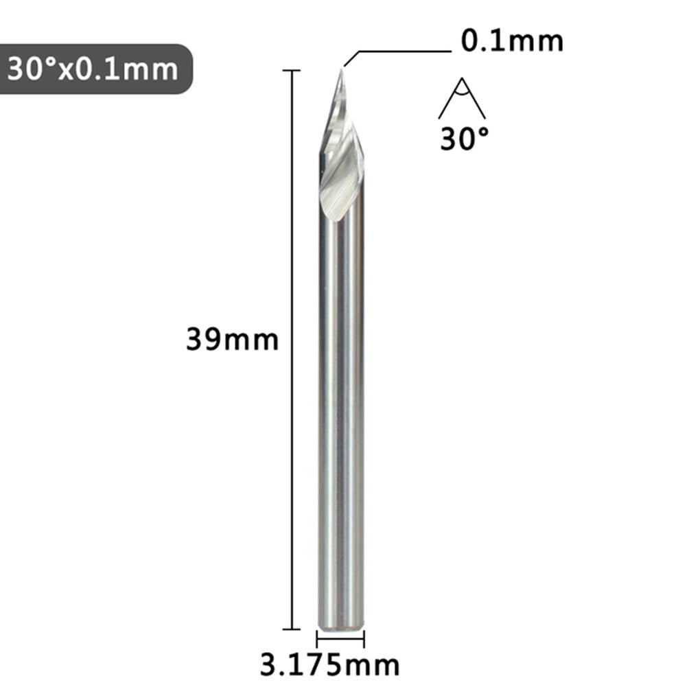 3.175mm V Shape Tip End Milling Cutter 20-60 Degree Tip Carbide 3D ...