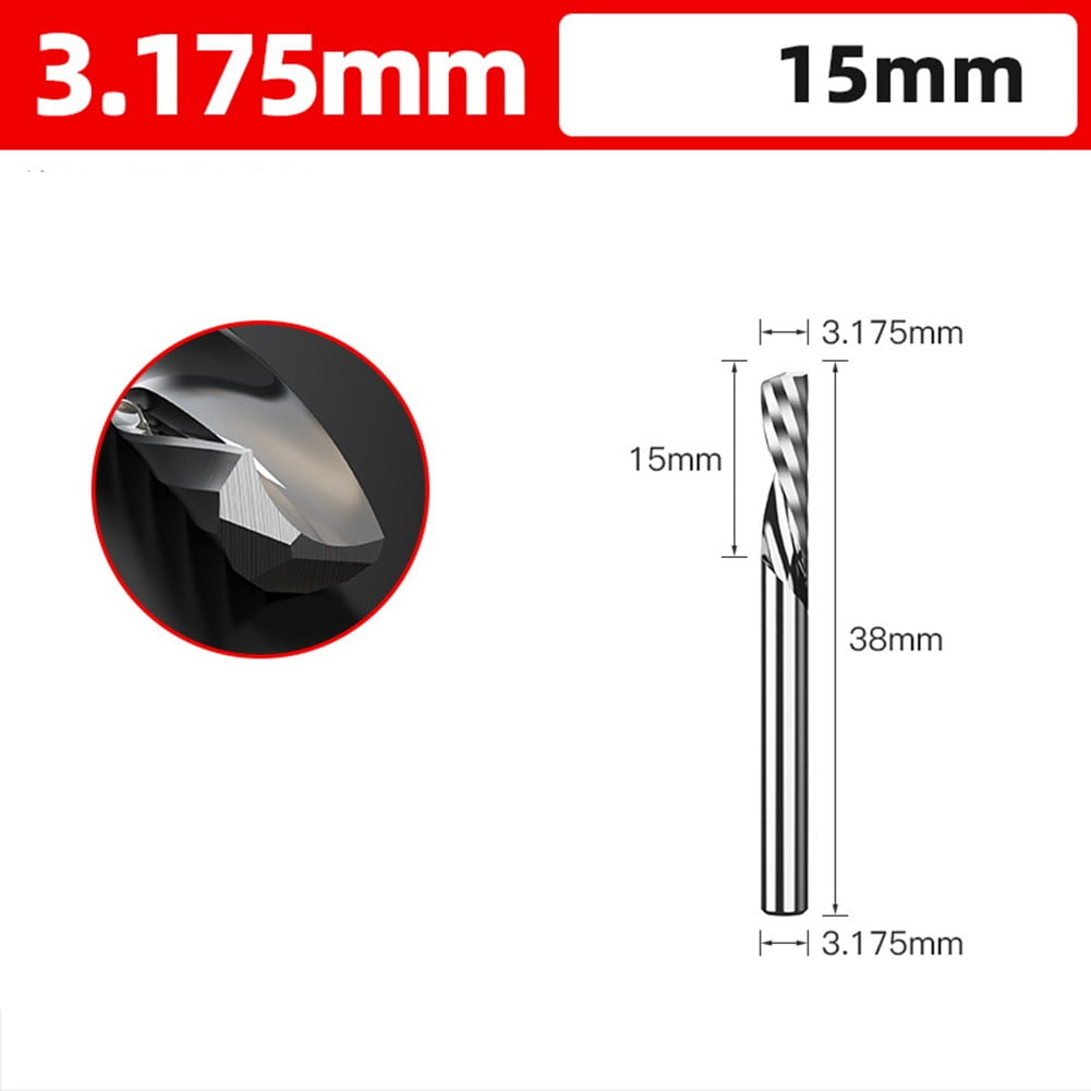 3.175mm shank Solid Carbide Milling Cutter Left Spiral Router Bit End ...