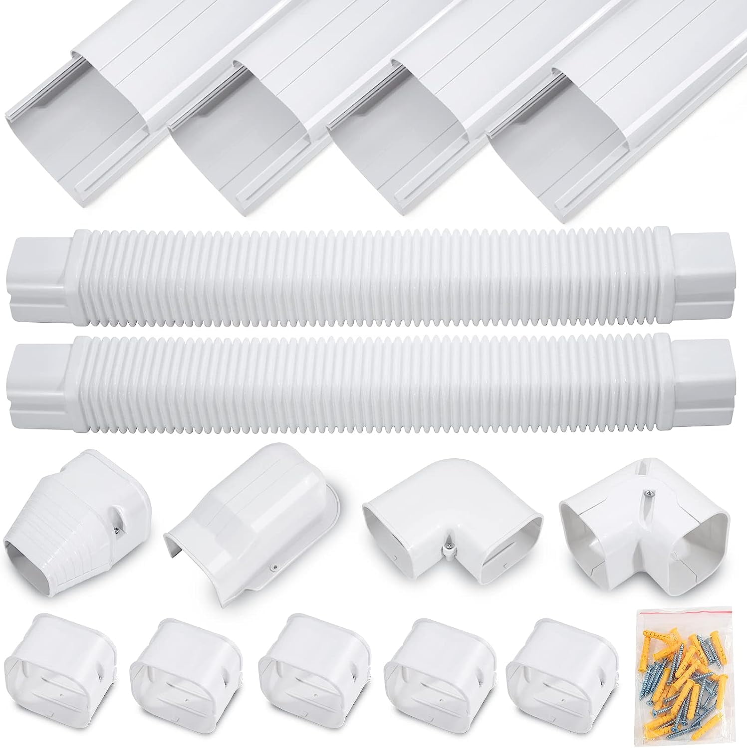 3" 17Ft PVC Decorative Line Set Cover Kit, Mini Split line Set Cover ...