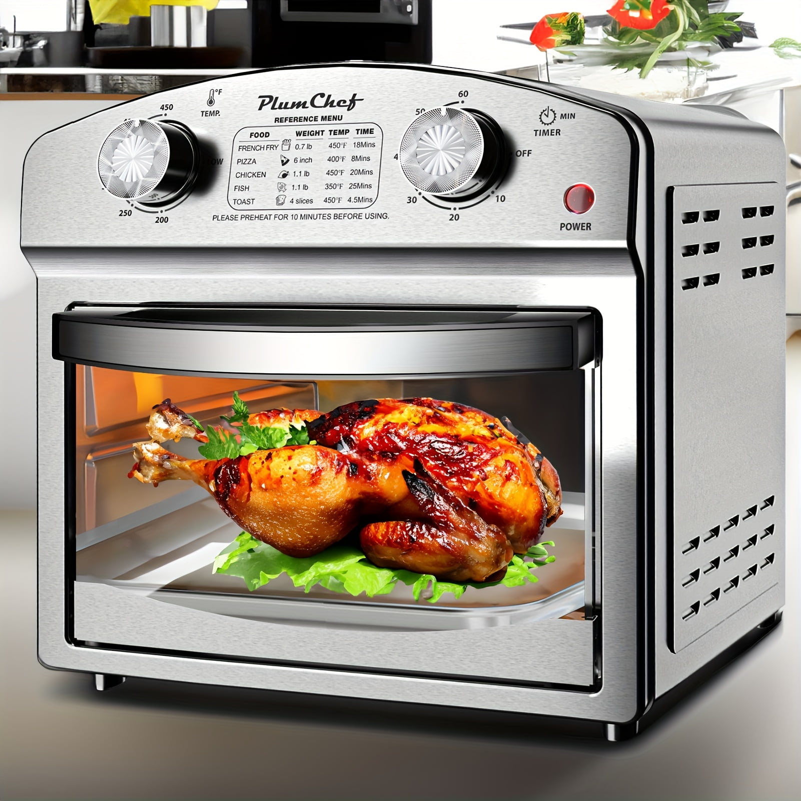 3.17Gal Stainless Steel Air Fryer with Dual Knob Controls, 60-Minute ...