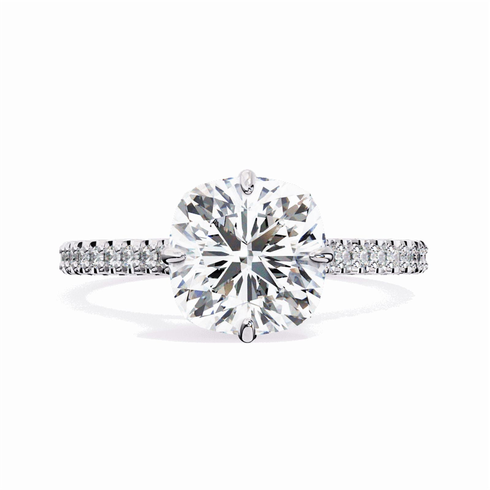 3.18 CT Cushion Shape Lab Grown Diamond, CVD Diamond Engagement Ring ...