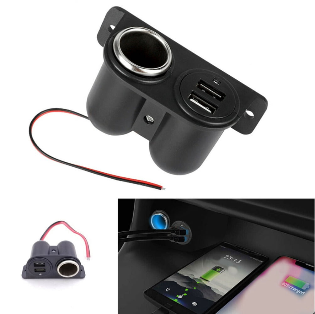3.1A Car Cigarette Lighter Plug Auxiliary Dual USB Power Outlet Socket ...