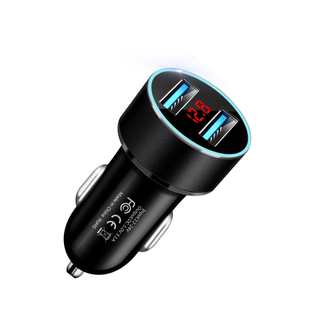3.1A Dual USB Car Charger LCD Voltage Meter Display 12-24V Blue LED ...