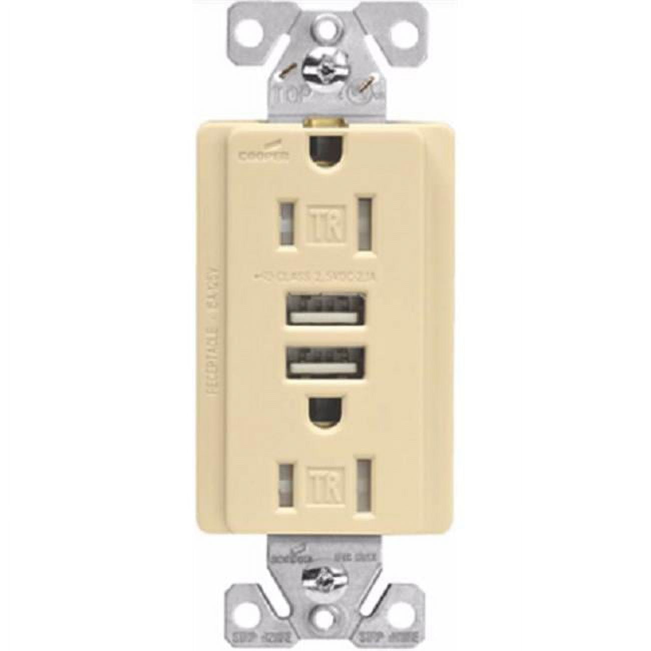 3.1A USB Grounding Duplex Receptacle, Ivory - Walmart.com