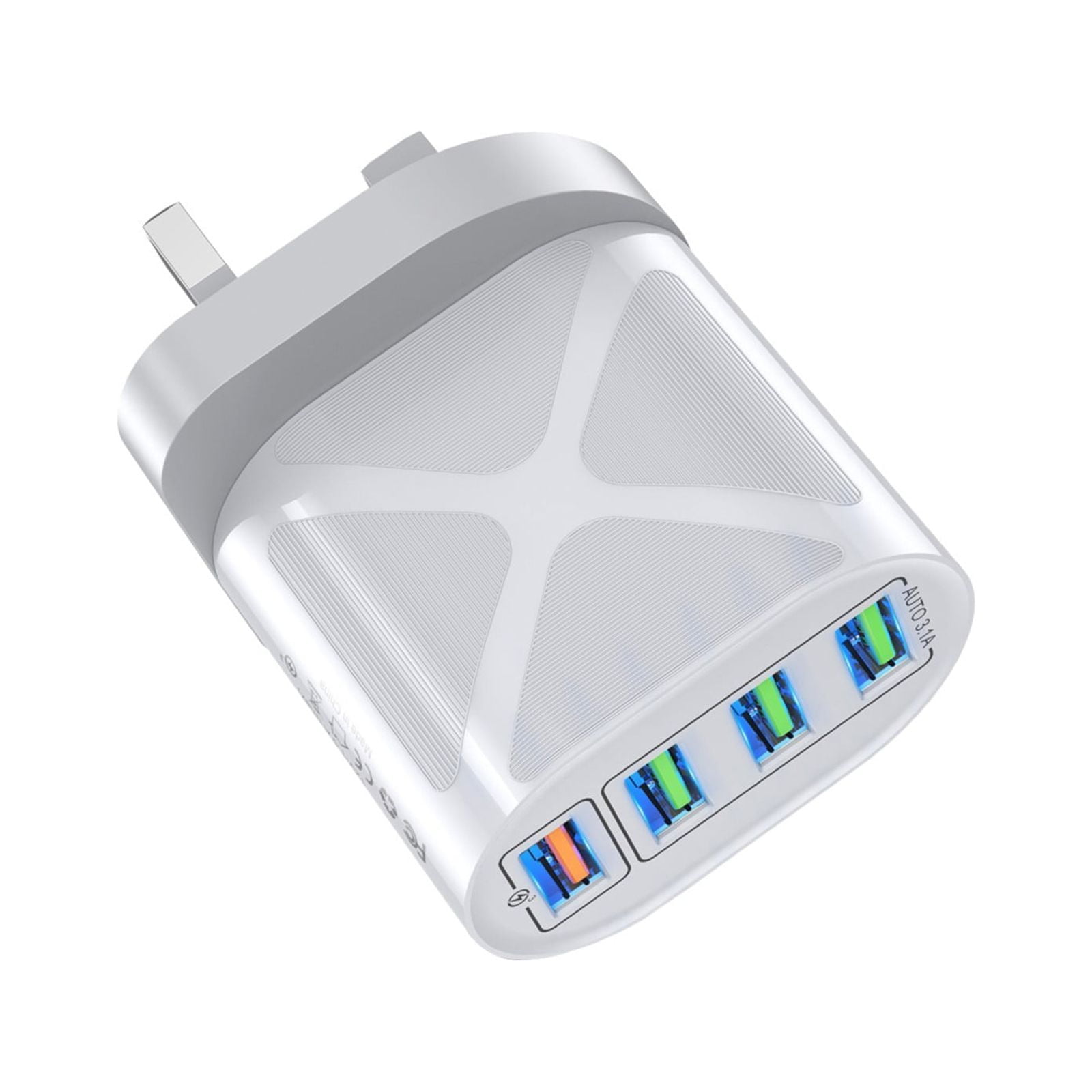 3.1A USB Phone Charger Portable 4 Ports 3.1A Fast Charging Compact Wall ...