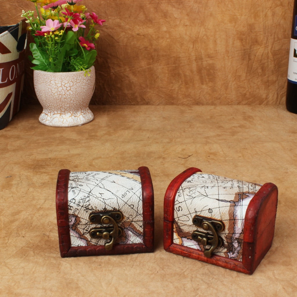 3.1X2.4X2.4 Inchesbrown Vintage Lock Wood Handmade with Mini Jewelry ...