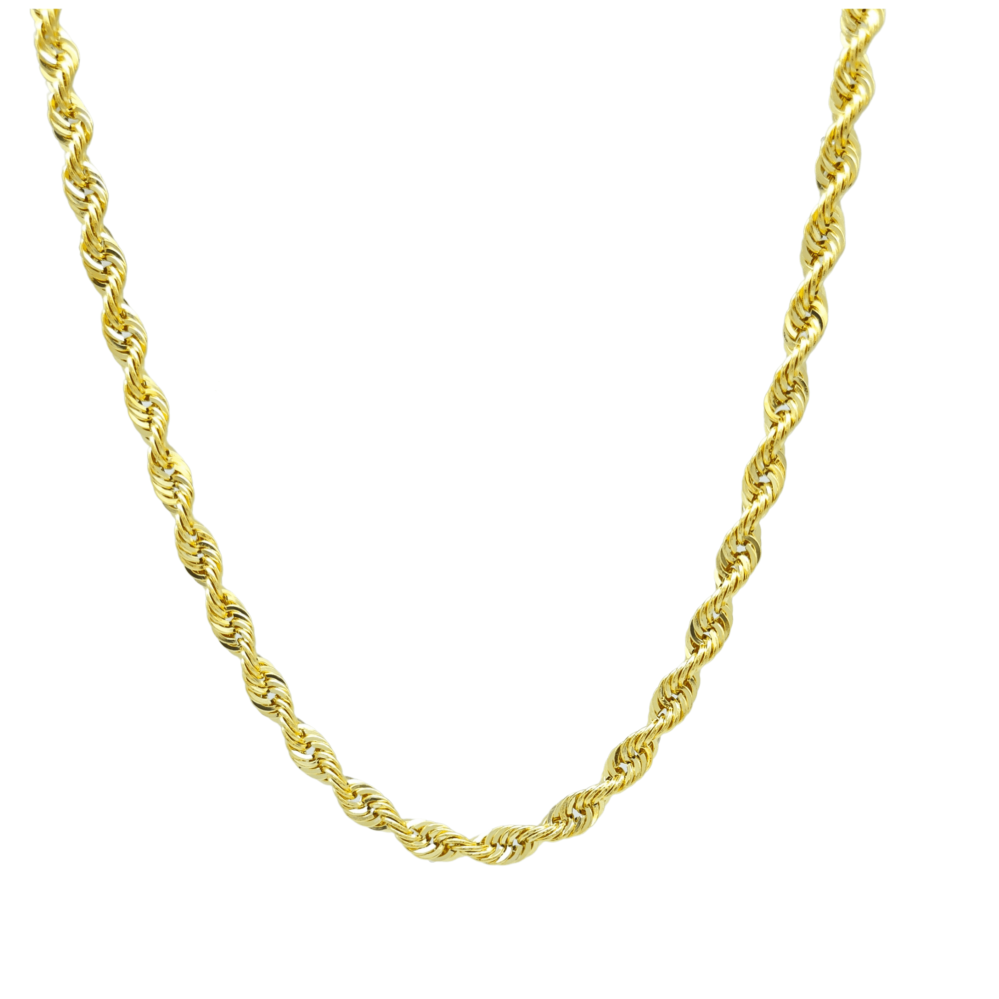 14K Yellow Gold 3.1mm Twisted Rope Chain Necklace, Diamond Cut, 16"-24 ...