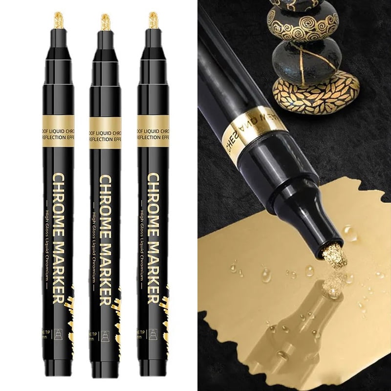 3/1pcs/set Chrome Mirror Marker Pen 2mm DIY Reflective Paint Pen ...