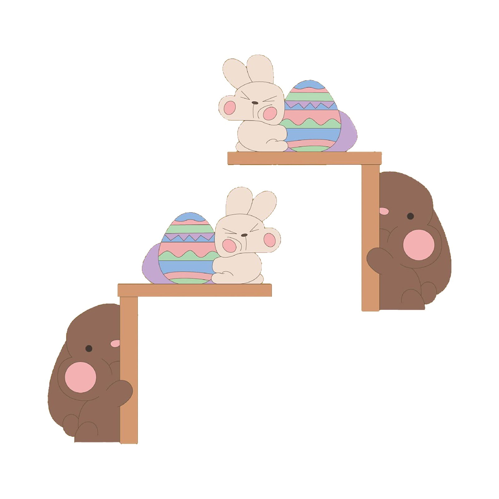 3/2/1 Easter Window Clings Bunny Egg Easter Decoration Window Stickers ...