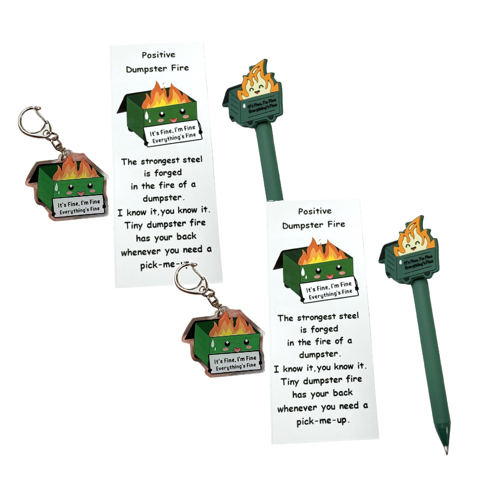 3/2/1 Sets Dumpster Fire Funny Gifts Ballpoint Pens Acrylic Keychains and Bookmarks End of Year ...