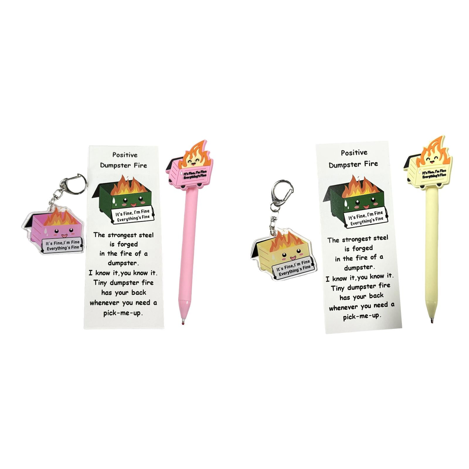 3/2/1 Sets Dumpster Fire Funny Gifts Ballpoint Pens Acrylic Keychains ...