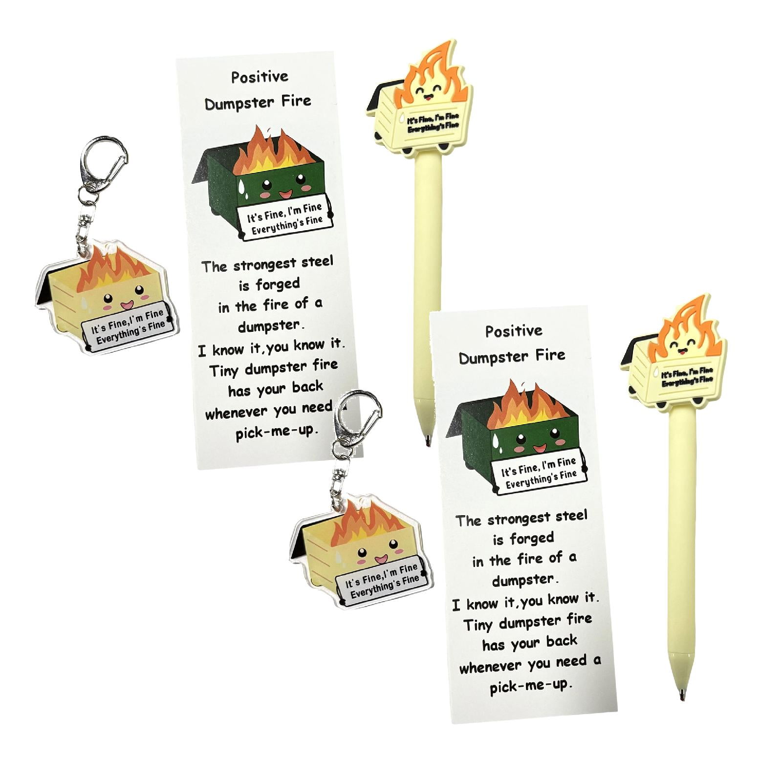 3/2/1 Sets Dumpster Fire Funny Gifts Ballpoint Pens Acrylic Keychains and Bookmarks End of Year ...