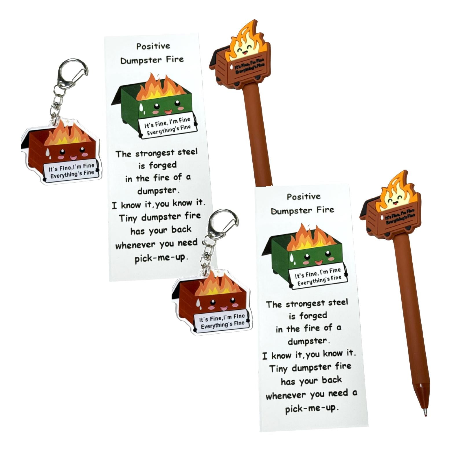 3/2/1 Sets Dumpster Fire Funny Gifts Ballpoint Pens Acrylic Keychains ...