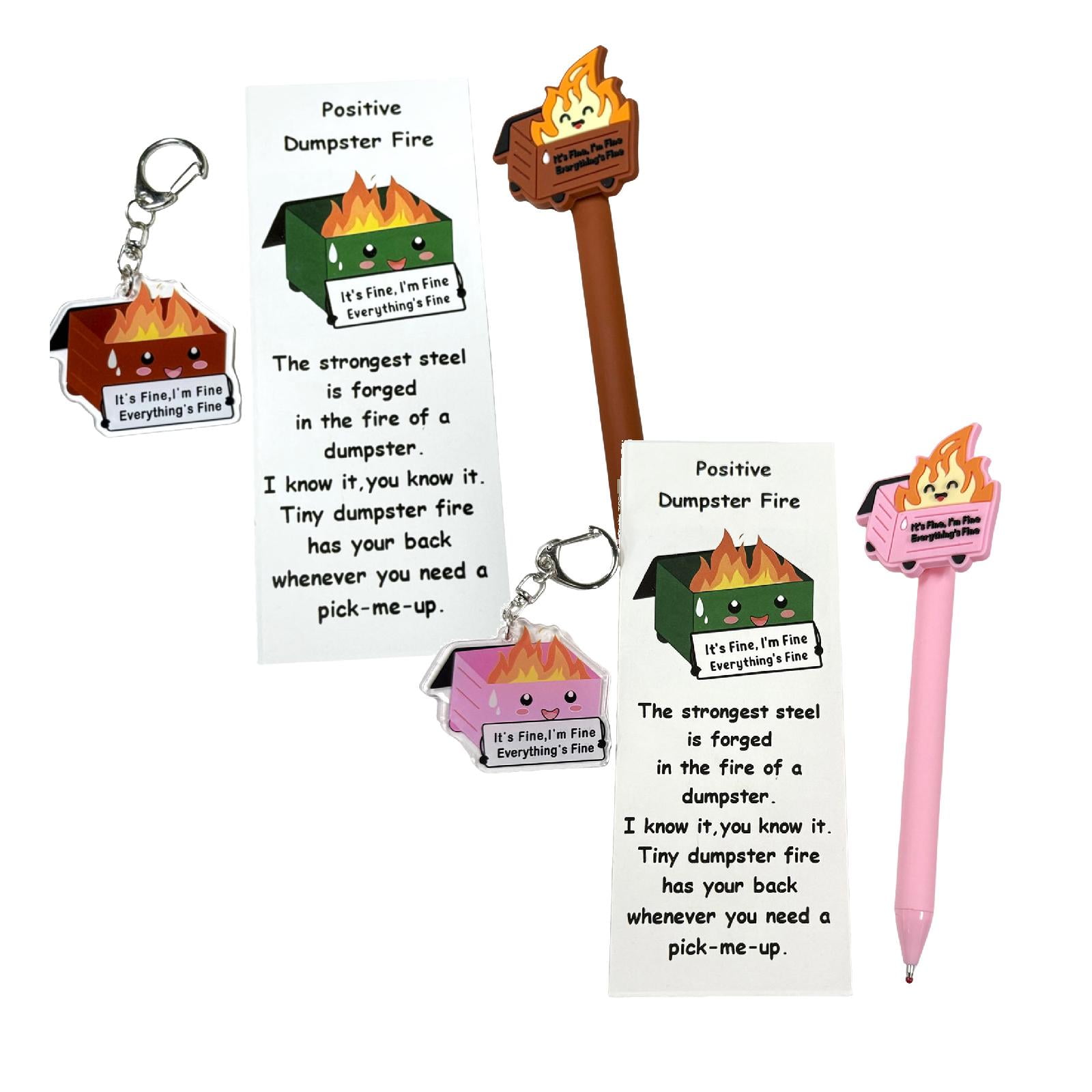3/2/1 Sets Dumpster Fire Funny Gifts Ballpoint Pens Acrylic Keychains and Bookmarks End of Year ...