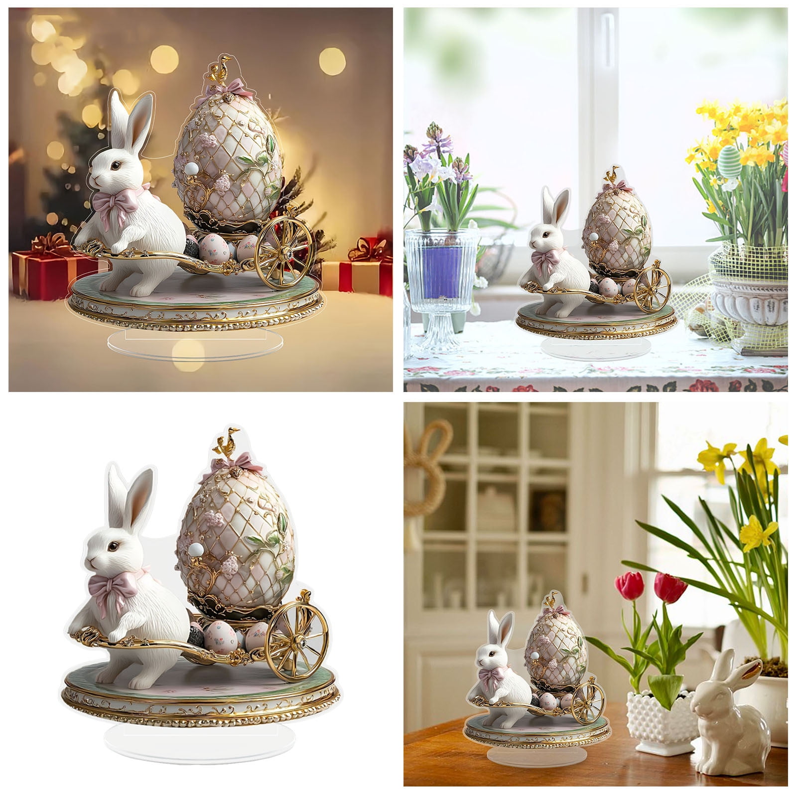 3/2/1PCS Easter Bunny Ornament Easter 2D Flat Acrylic Decorations ...